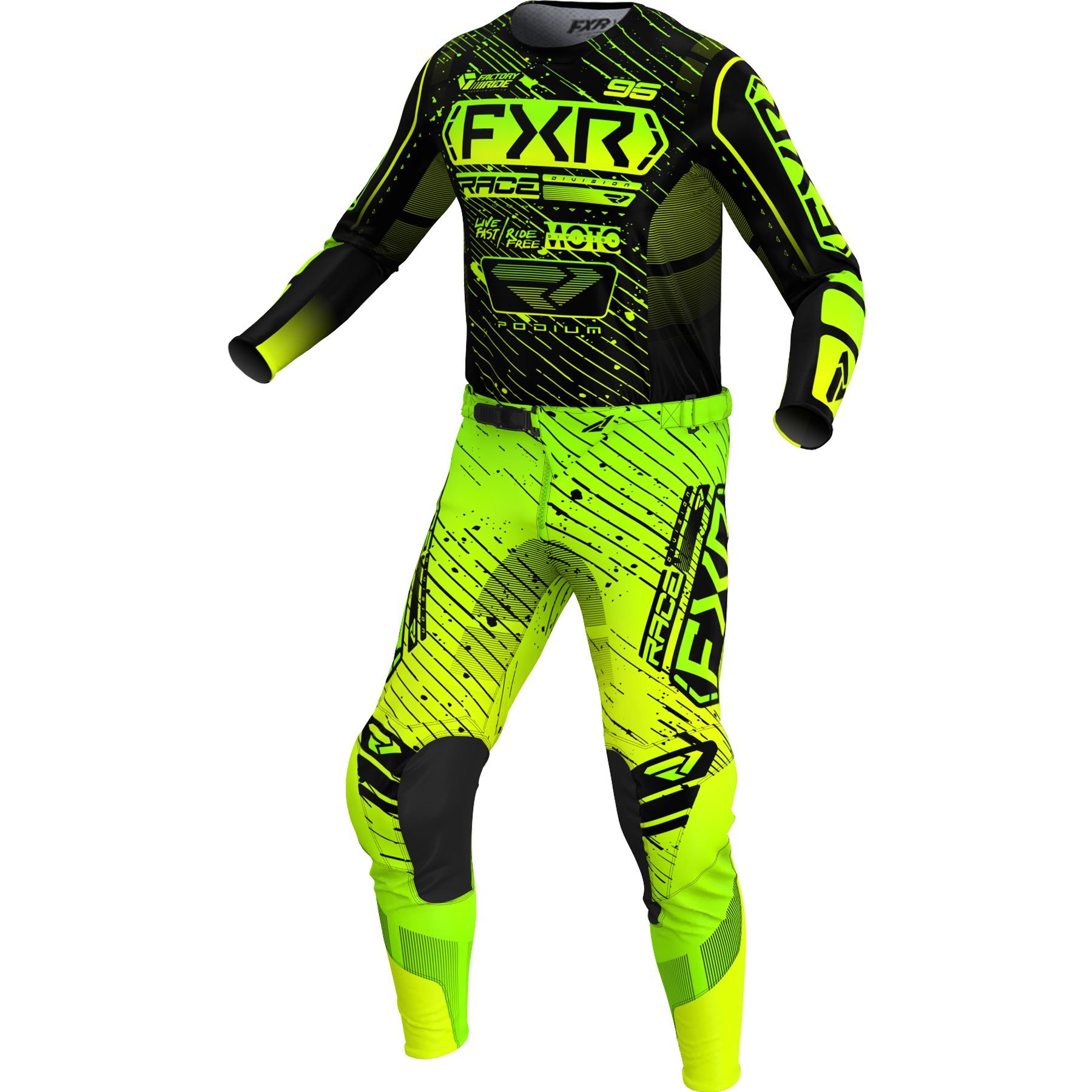 2025 FXR Youth Podium Black Hi Vis Kit Combo | FXR Youth MX Kits ...