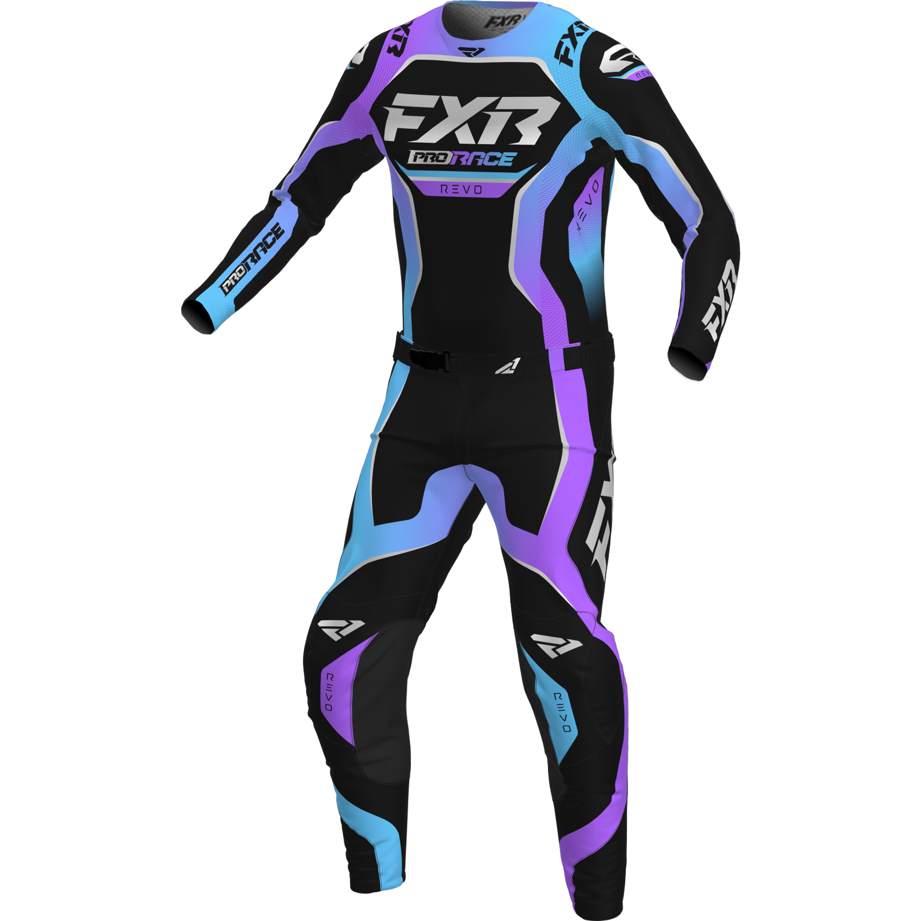2025 FXR Revo Aurora Black Purple Blue MX kit combo | FXR MX Kits ...