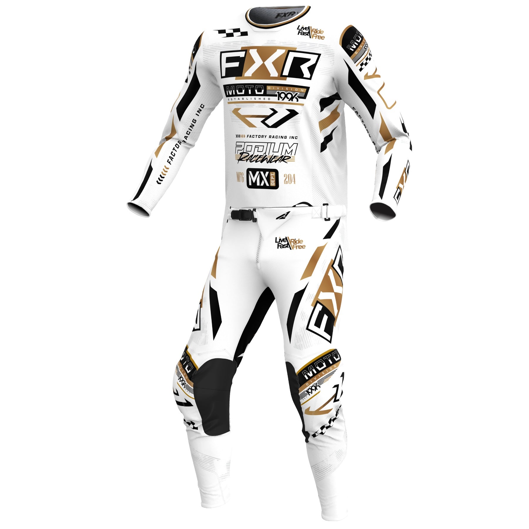 Spring 2025 FXR Podium Gladiator White Gold MX Kit Combo | FXR MX Kits ...